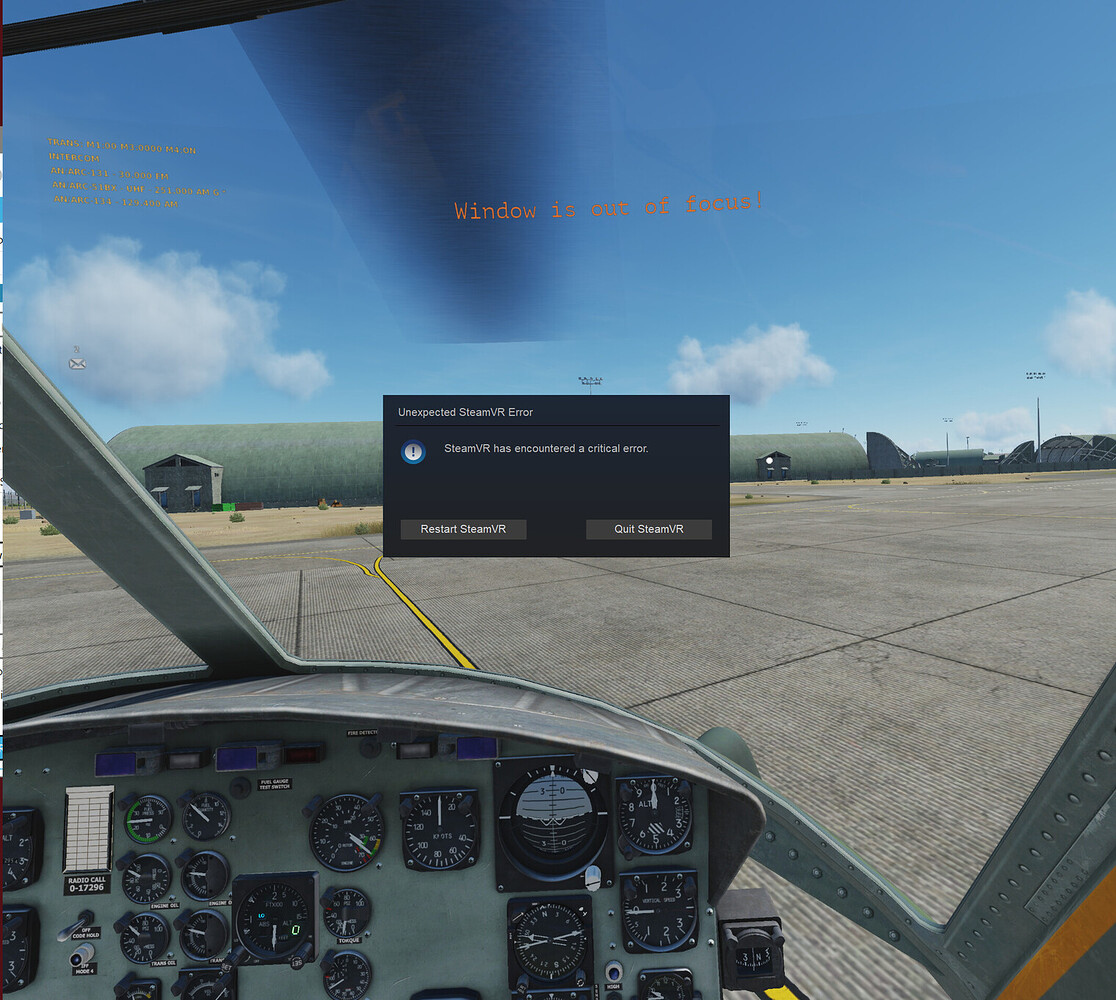 DCS VR - SteamVR has encountered a critical error - Hardware & Tech Questions - Mudspike Forums